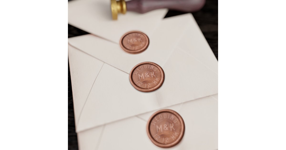 Wedding Monogram Date Raised Font Wax Seal Stamp | Zazzle