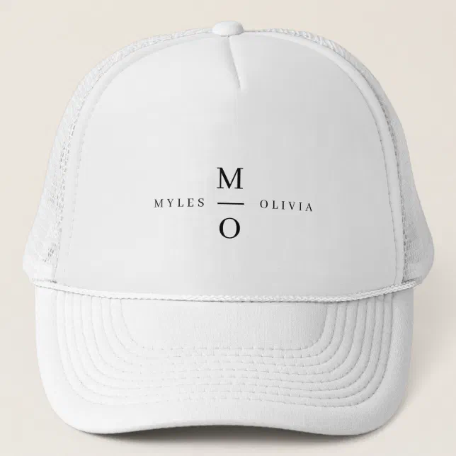 Wedding Monogram Elegant Minimalist Simple White Trucker Hat | Zazzle