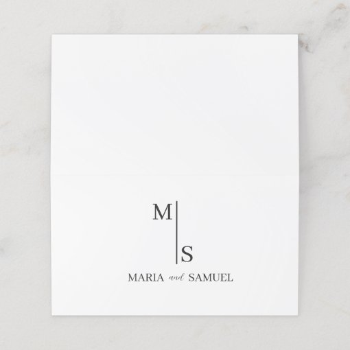 wedding monogram Elegant Simple Minimalist Place Card | Zazzle