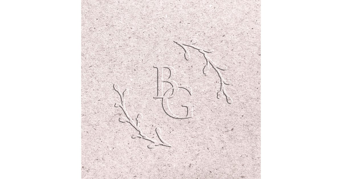 wedding monogram greenery embosser | Zazzle