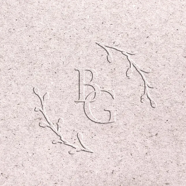 wedding monogram greenery embosser | Zazzle