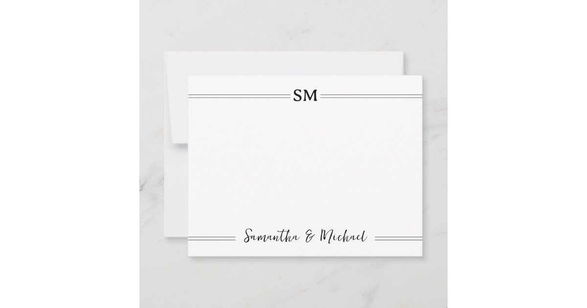 Wedding Monogram Initials Couple Name Personalized Note Card | Zazzle