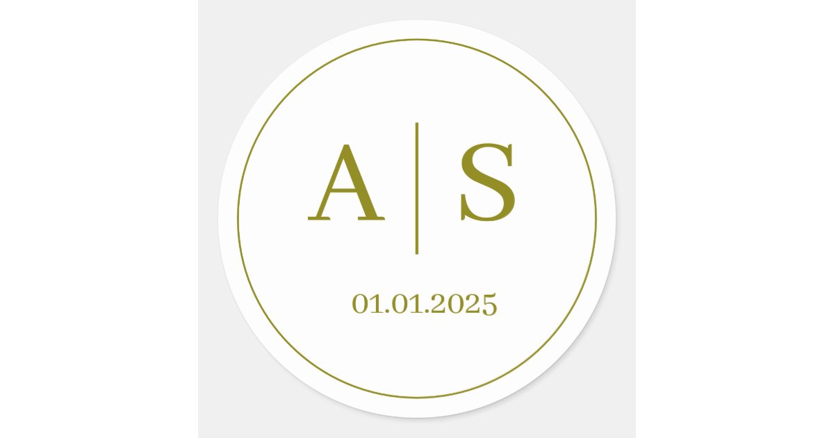 Wedding Monogram Initials Stickers, Personalised Classic Round Sticker ...