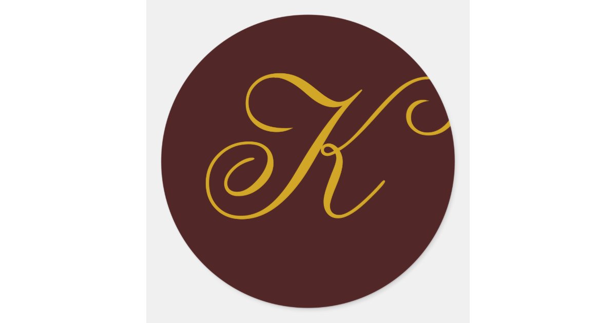 Wedding Monogram K Gold Seal Sticker | Zazzle