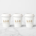 Wedding Monogram Minimalist Simple Gold and White Paper Cups | Zazzle