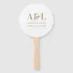 Wedding Monogram Minimalist White Gold Hand Fan | Zazzle