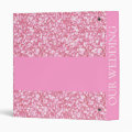 Wedding Monogram Pink Glitter Planner Printed 3 Ring Binder | Zazzle