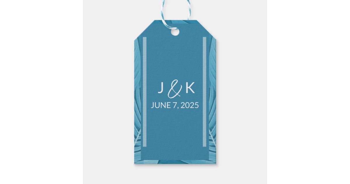 Wedding Monogram | Tropical Teal Gift Tags | Zazzle