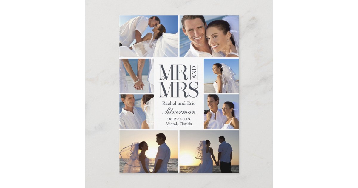 Wedding Montage Wedding Announcement - White Postcard | Zazzle