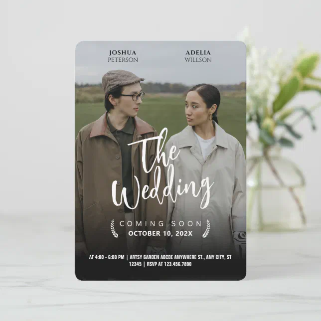 WEDDING MOVIE POSTER MINIMAL ROMANCE PHOTO INVITATION | Zazzle