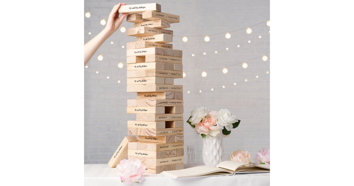 Wedding Mr. and Mrs. Last Name Just Married Date Topple Tower | Zazzle