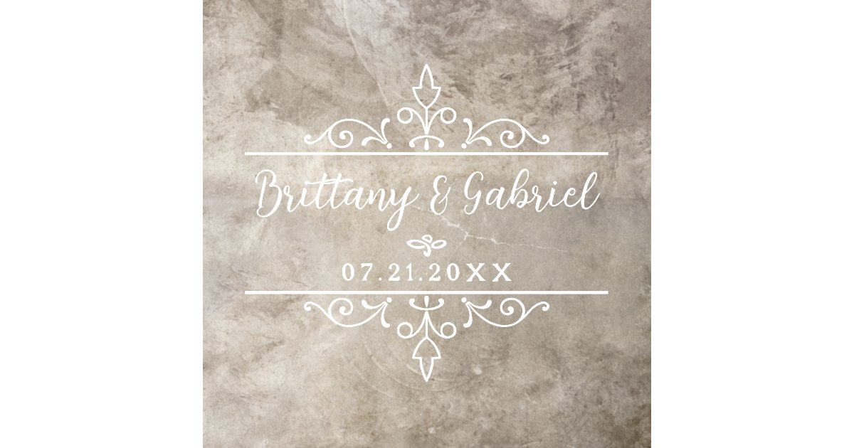 Wedding Names Date Border Flourish White or Custom Floor Decals | Zazzle