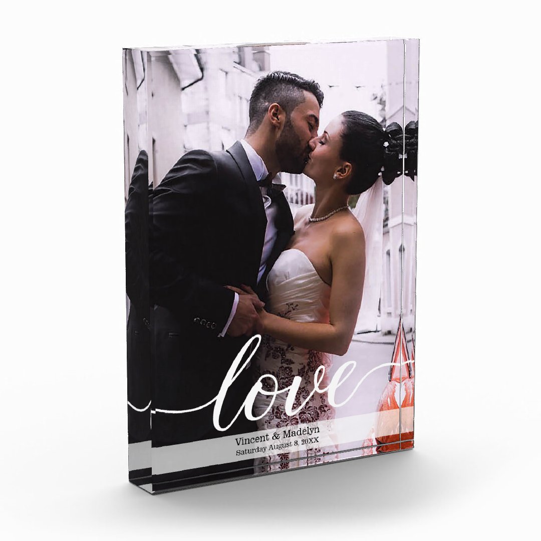 Wedding Newlywed Photo template Love Script | Zazzle