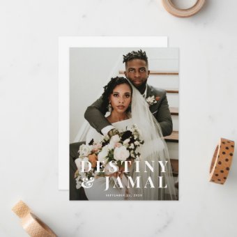 Wedding Newlyweds Couple Photo Note Card | Zazzle