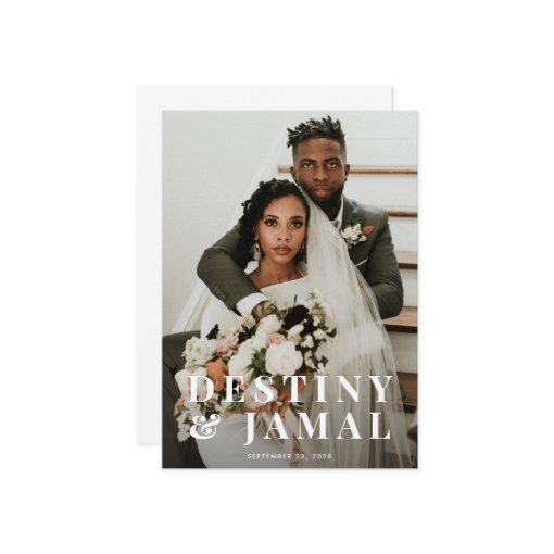 Wedding Newlyweds Couple Photo Note Card | Zazzle