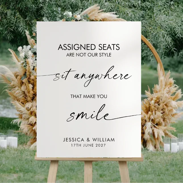 Wedding No Assigned Seats, Sit Anywhere Sign | Zazzle