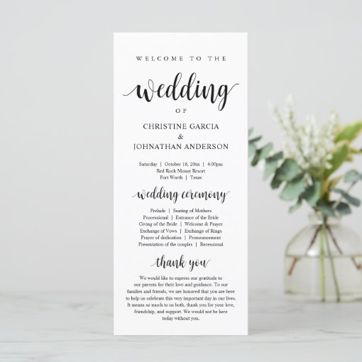 Wedding of, Modern Wedding Ceremony Program | Zazzle