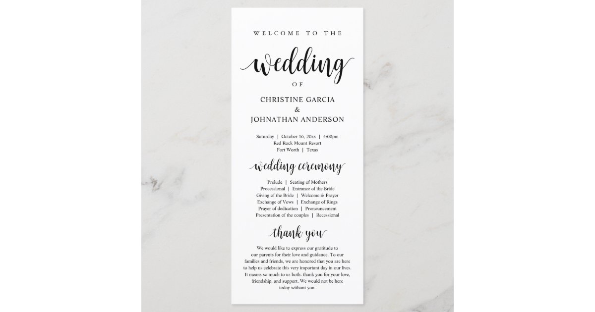 Wedding of, Modern Wedding Ceremony Program | Zazzle