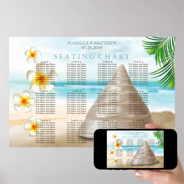 Wedding on the Beach - Seating Chart | Zazzle