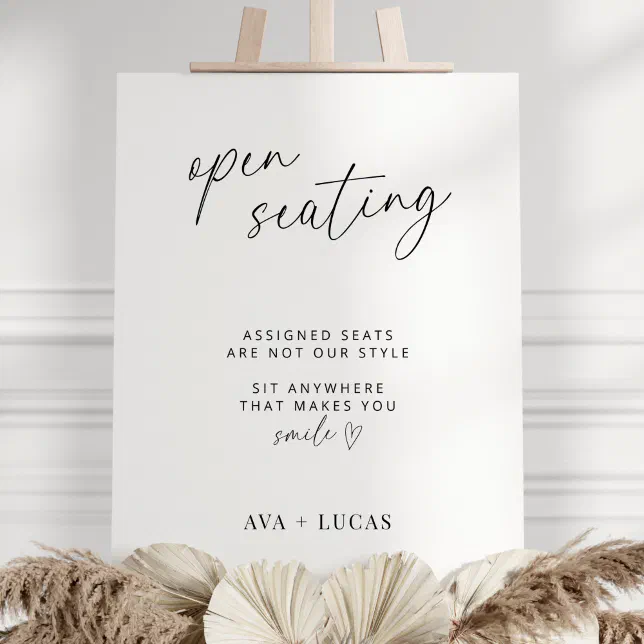 Wedding Open Seating Sign, Modern Sit Anywhere Foam Board | Zazzle
