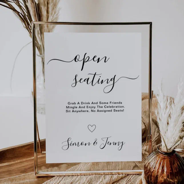 Wedding Open Seating Sign Template | Zazzle