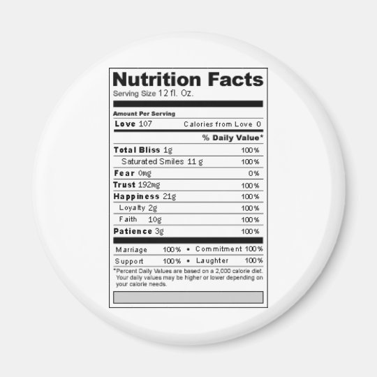 Wedding or Anniversary Sweet Funny Nutrition Label Magnet | Zazzle.com
