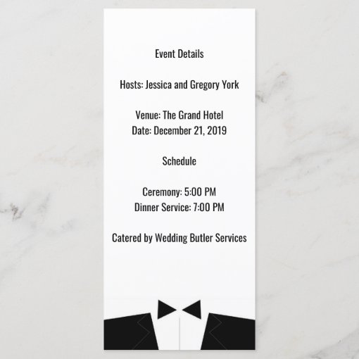 Wedding or Formal Event Menu Rackcard | Zazzle