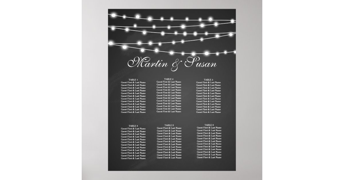 WEDDING OR PARTY TABLE PLANNER Collection Seating Poster | Zazzle