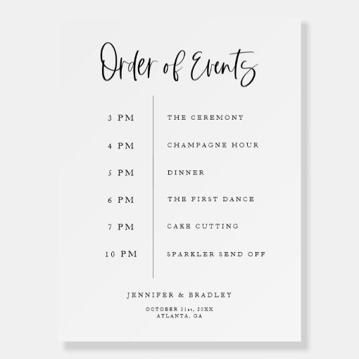 Wedding Order of Events Poster | Zazzle
