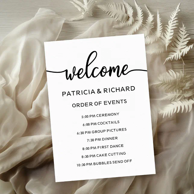 Wedding Order of Events Timeline Schedule Invitation | Zazzle