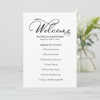 Wedding Order of Events Timeline Schedule Program | Zazzle