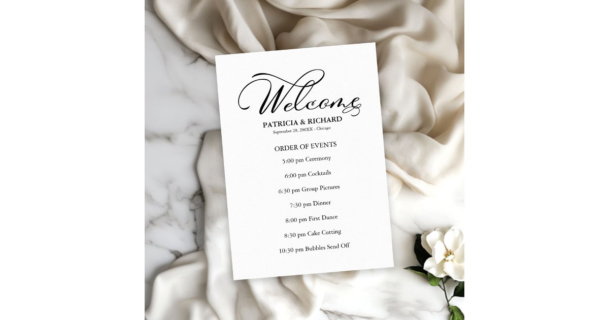 Wedding Order of Events Timeline Schedule Program | Zazzle