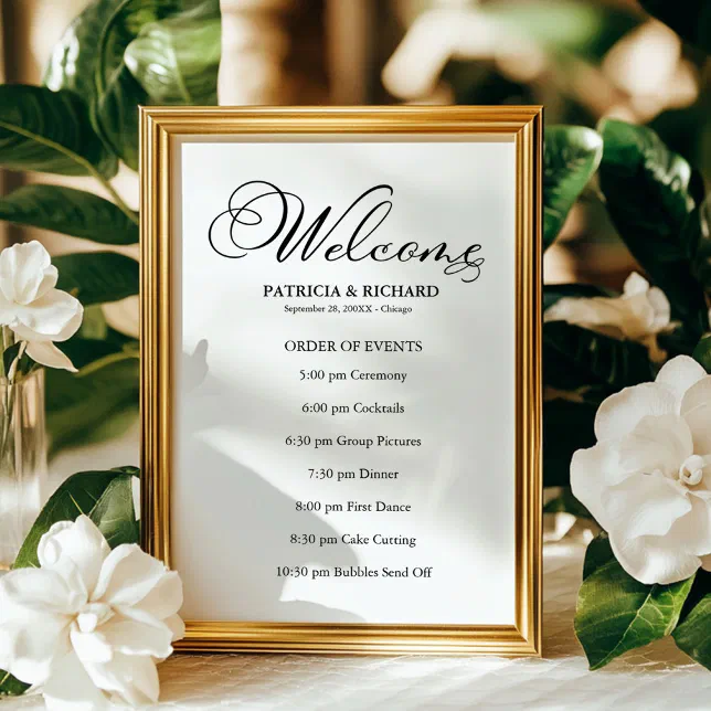 Wedding Order of Events Timeline Schedule Program Poster | Zazzle