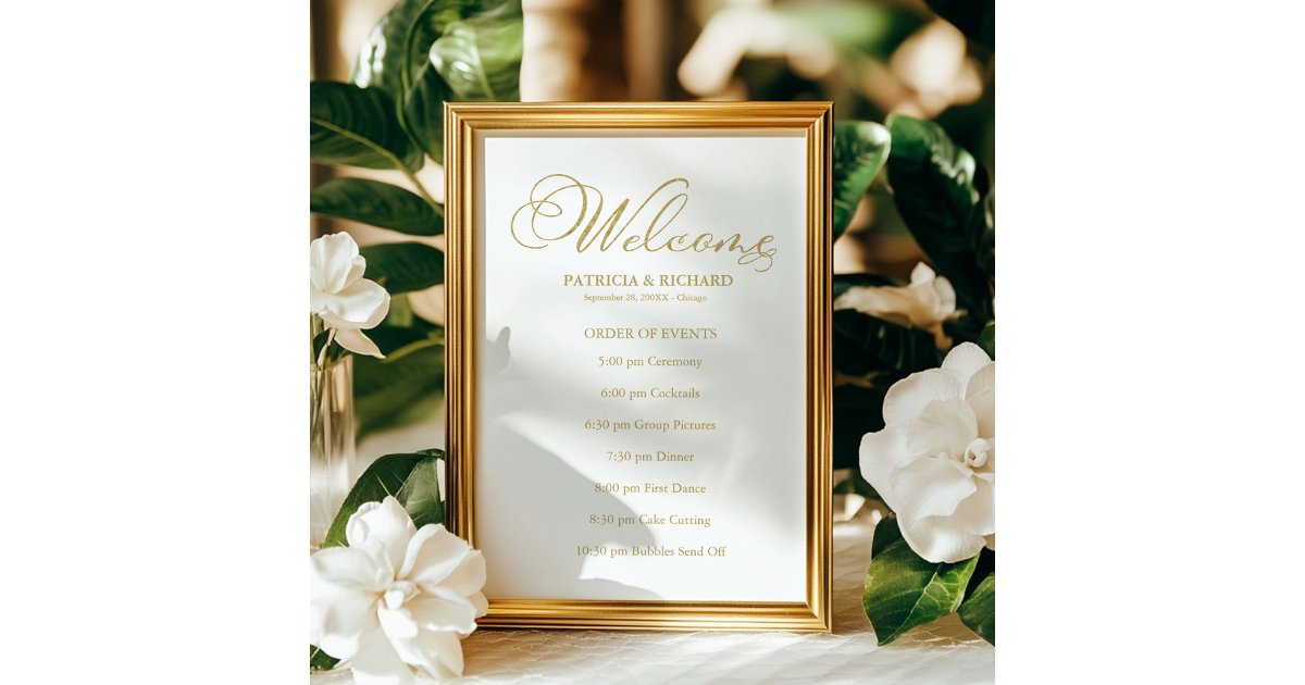 Wedding Order of Events Timeline Schedule Program Poster | Zazzle