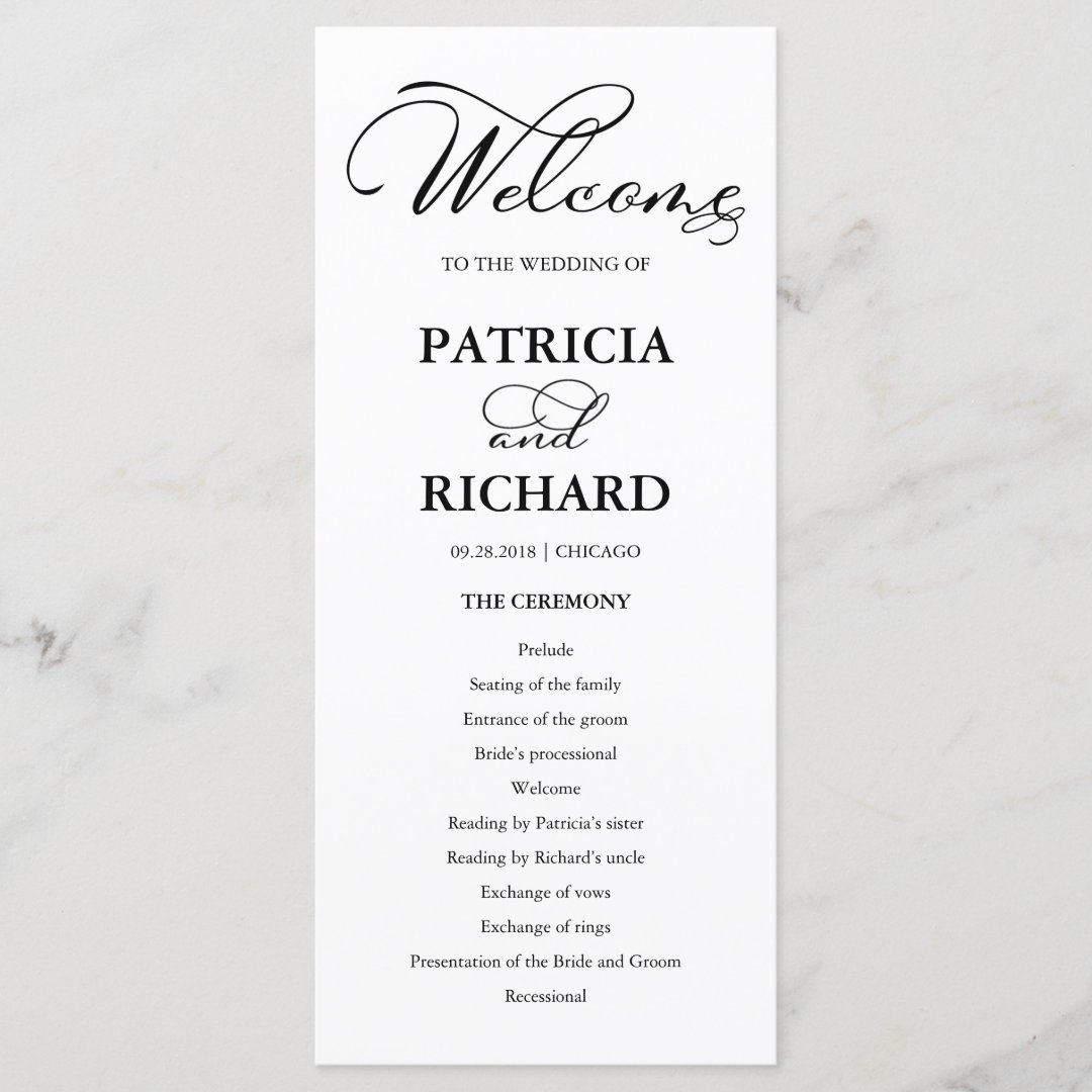 Wedding Order of Service Ceremony Elegant Program | Zazzle