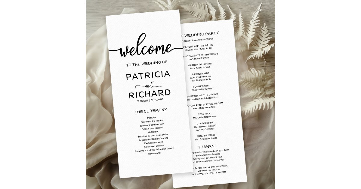 Wedding Order of Service Ceremony Program | Zazzle