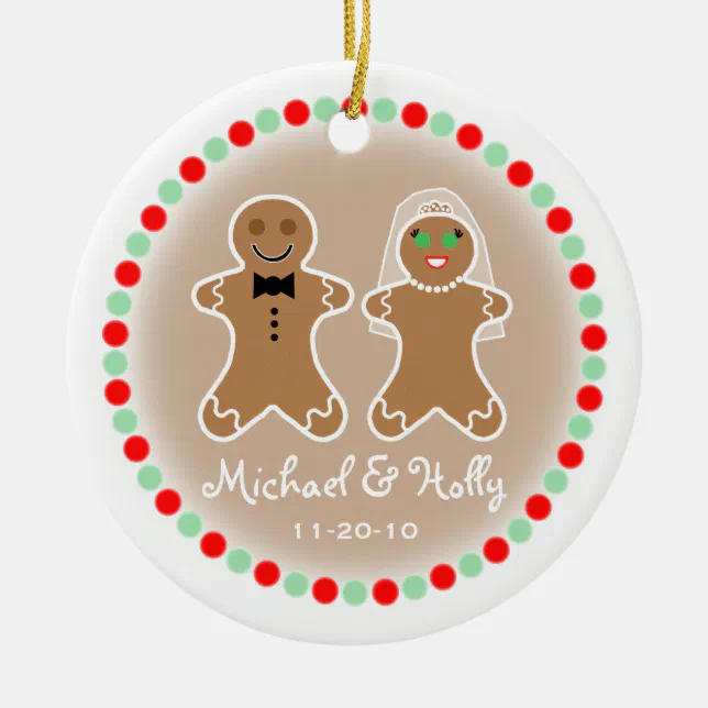 Wedding Ornament - Gingerbead Bride & Groom | Zazzle
