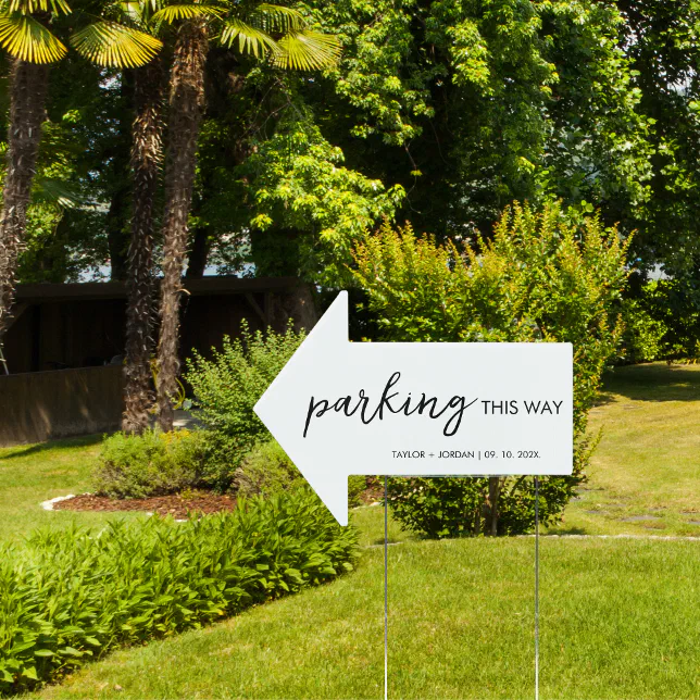 Wedding Parking Sign Simple Modern Script | Zazzle