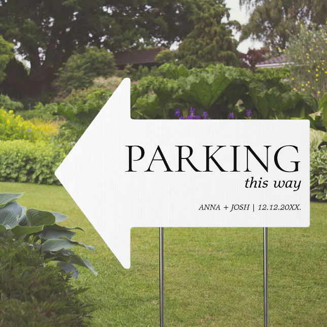 Wedding Parking Sign Simple Modern Typography | Zazzle