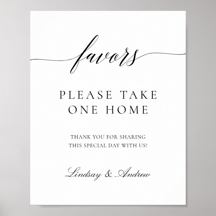 Wedding Party Favors Sign Table Reception Poster | Zazzle