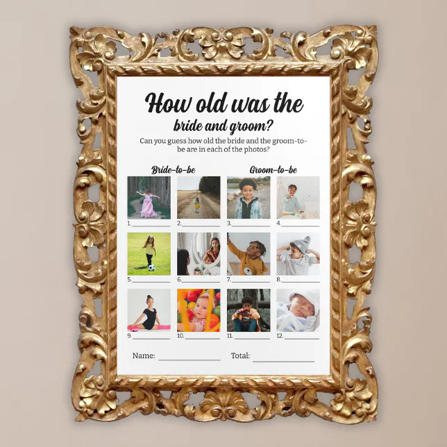 Wedding Party Game How Old Was Bride And Groom Poster | Zazzle