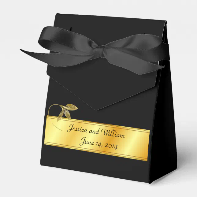 Wedding Party Gift Box in Gold and Black | Zazzle