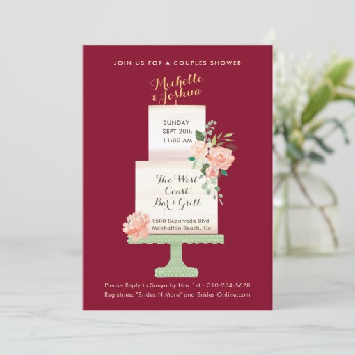 Wedding Party Names Cake Topper Watercolor Floral Invitation | Zazzle