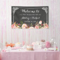 Wedding Party Vintage Chalkboard Rustic Floral Banner | Zazzle