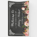 Wedding Party Vintage Chalkboard Rustic Floral Banner | Zazzle