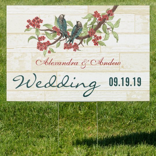 Wedding Personalized Love Bird Yard Sign | Zazzle.com