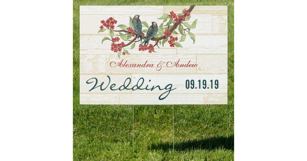 Wedding Personalized Love Bird Yard Sign | Zazzle