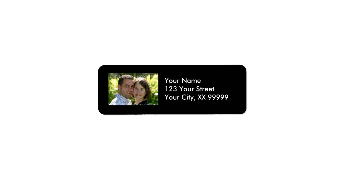 Wedding Photo Address Labels in Black | Zazzle