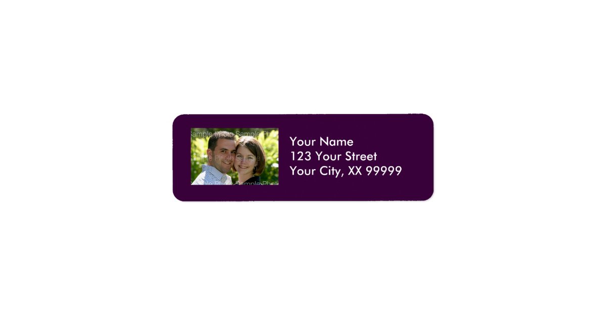 Wedding Photo Address Labels in Purple | Zazzle