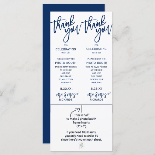 Wedding Photo Booth Frame Inserts - (Navy Blue) | Zazzle
